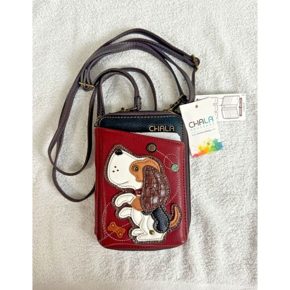Chala | Bags | New Chala Burgundy Beagle Puppy Dog Zippered Crossbody ...